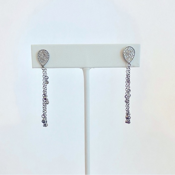 Jewelry | Pave Diamond Front Back Chain Post Earrings With Mini Diamond ...